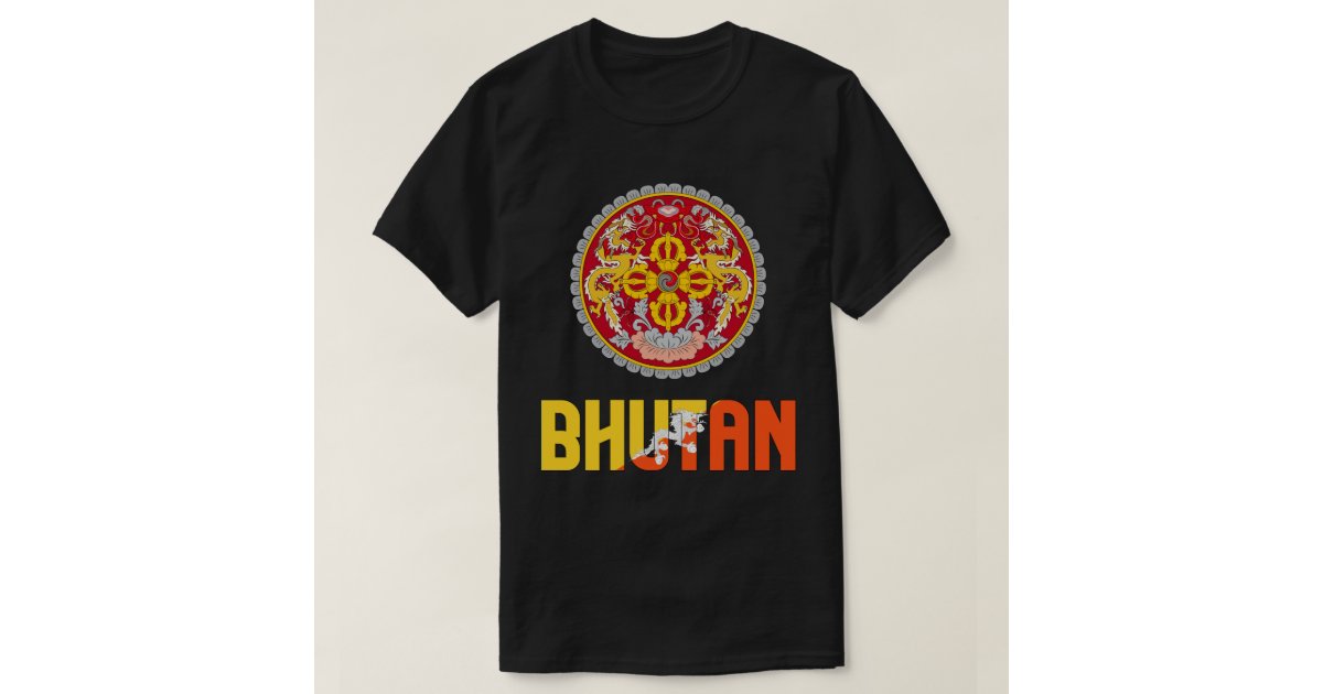 Bhutan Flag and Coat Of Arms Patriotic T-Shirt | Zazzle