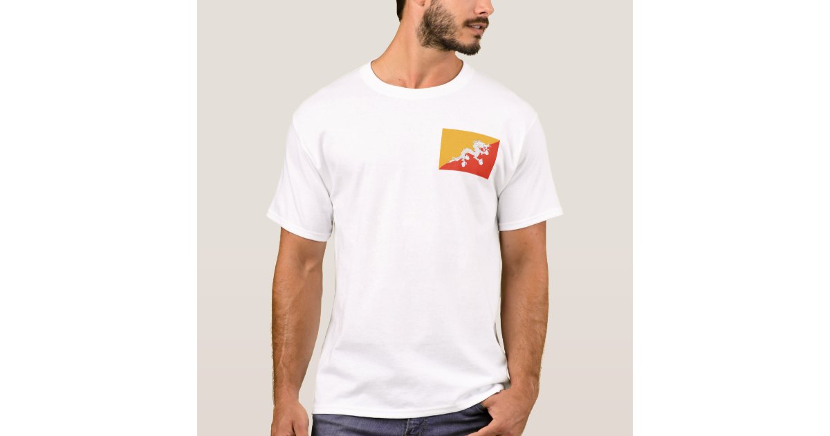 Bhutan Flag and Map T-Shirt | Zazzle