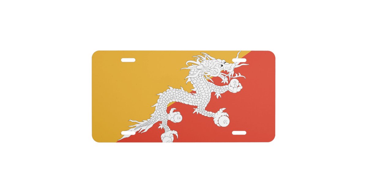 Bhutan Flag License Plate | Zazzle