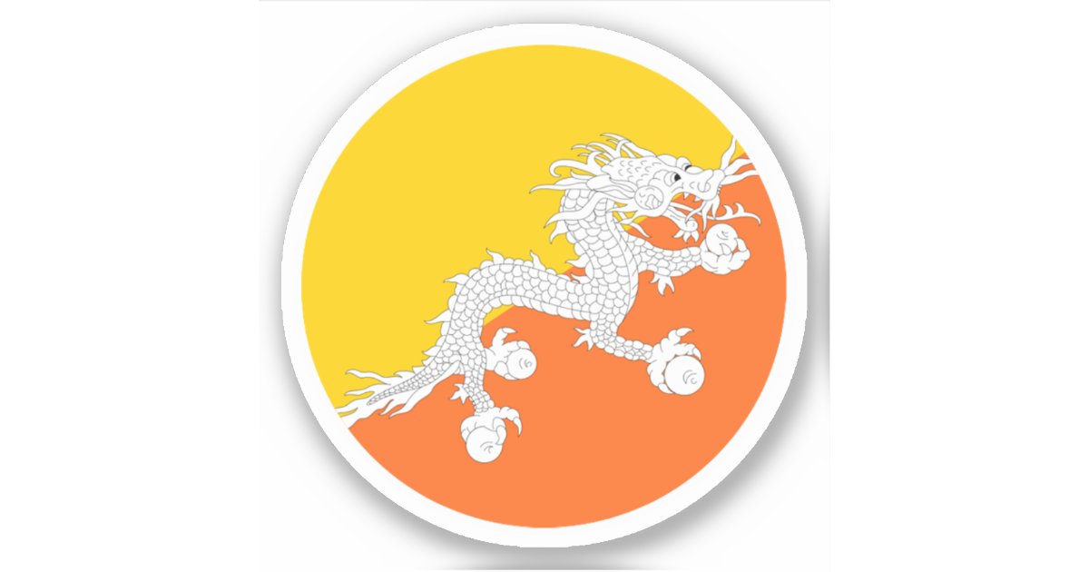 Bhutan Flag Round Sticker | Zazzle