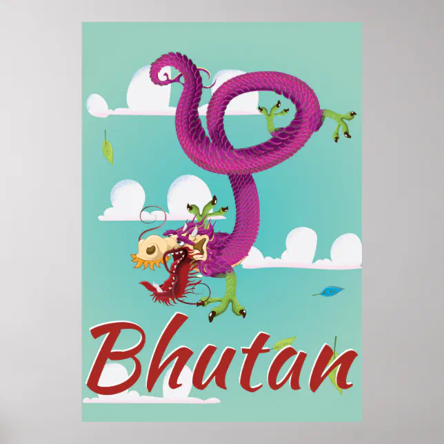 Bhutan Vintage Travel poster | Zazzle