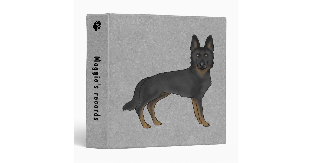 Bi-Black German Shepherd Dog And Custom Text Gray 3 Ring Binder | Zazzle