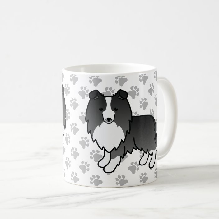 Bi-Black Shetland Sheepdog Sheltie Cartoon Dog Coffee Mug | Zazzle.com