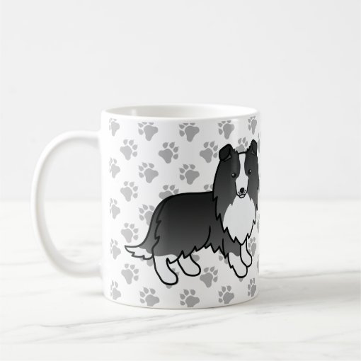 Bi-Black Shetland Sheepdog Sheltie Cartoon Dog Coffee Mug | Zazzle