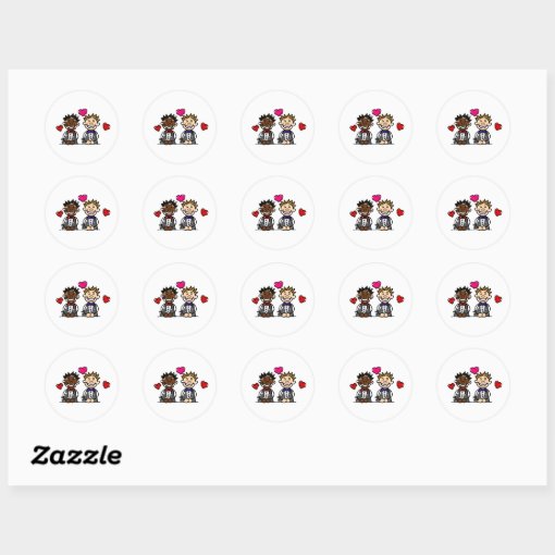 Bi-Racial Gay Couple Classic Round Sticker | Zazzle