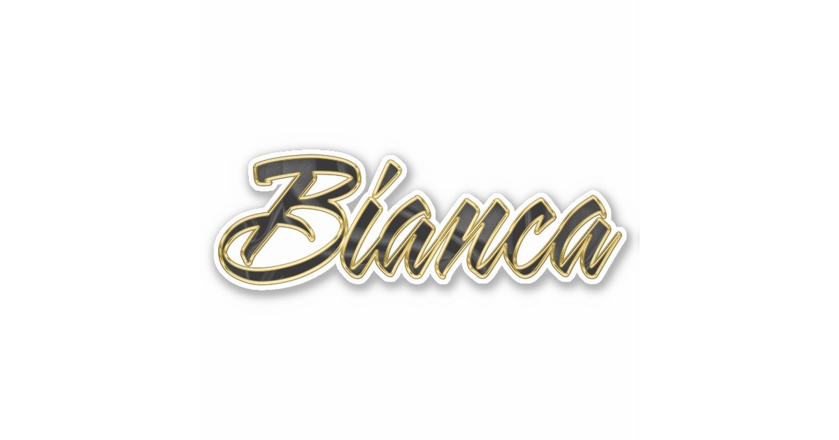 Bianca black gold lettering sticker | Zazzle