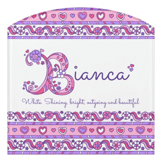 Bianca name pink girls personalized door sign | Zazzle.com