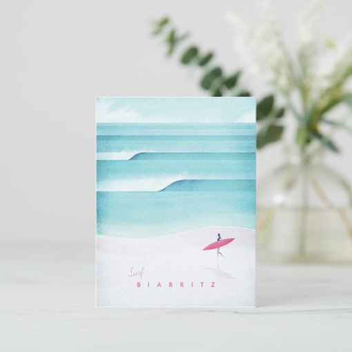 Biarritz Vintage Travel Poster - Art Postcard | Zazzle