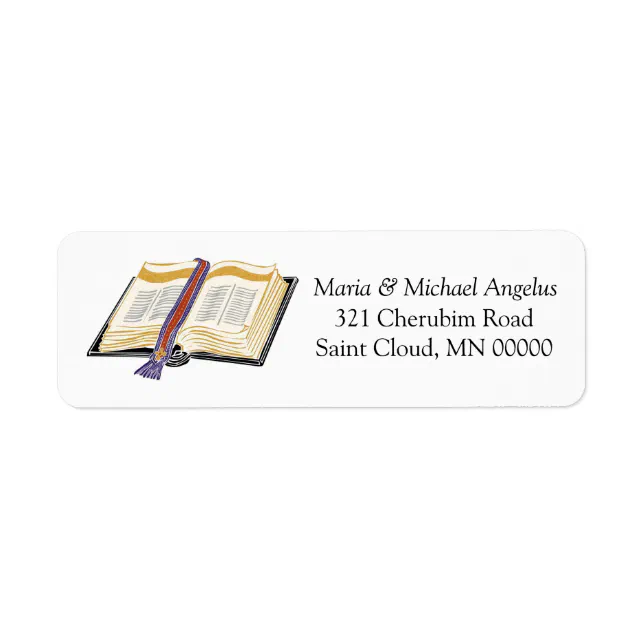 Bible Bookmark Church Wedding Return Address Label | Zazzle