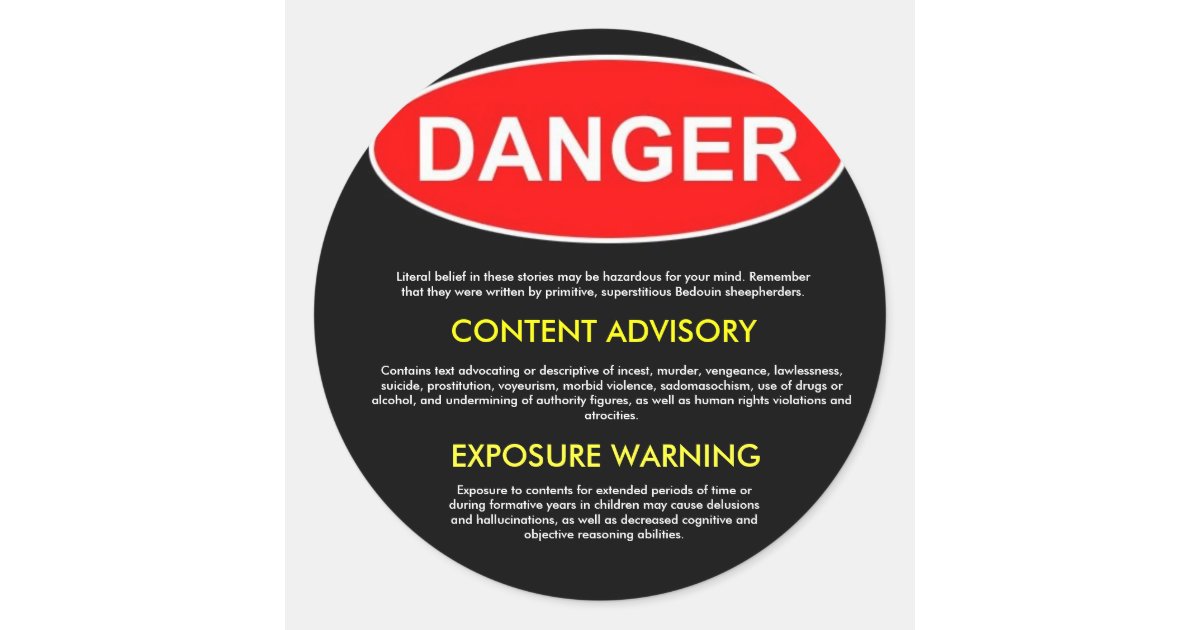 Bible Danger Sticker | Zazzle