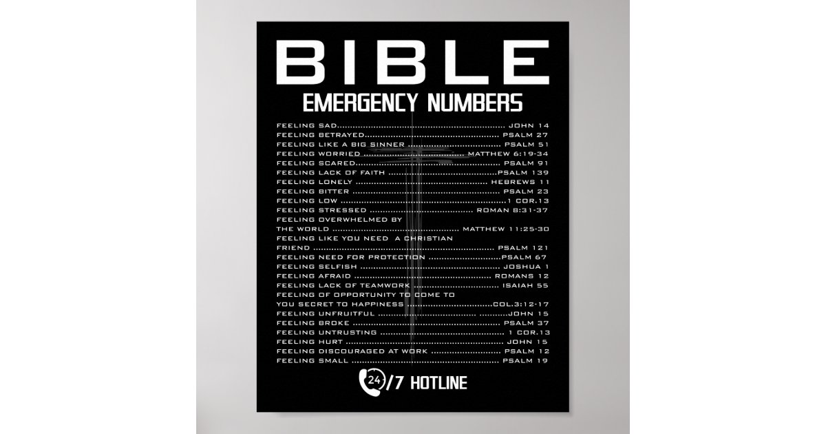 Bible Emergency Hotline Numbers - Cool Christian Poster | Zazzle