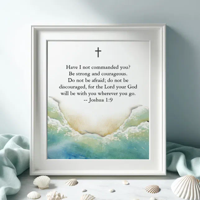 Bible Inspirational Poster with Beach Art | Zazzle