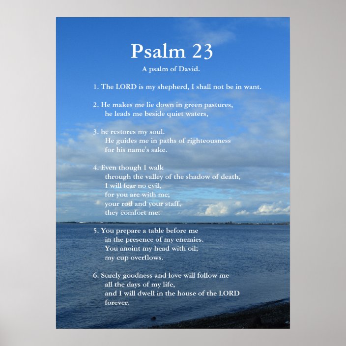 Bible Psalm 23 scripture verses. Beach, sea, sky Poster | Zazzle.com
