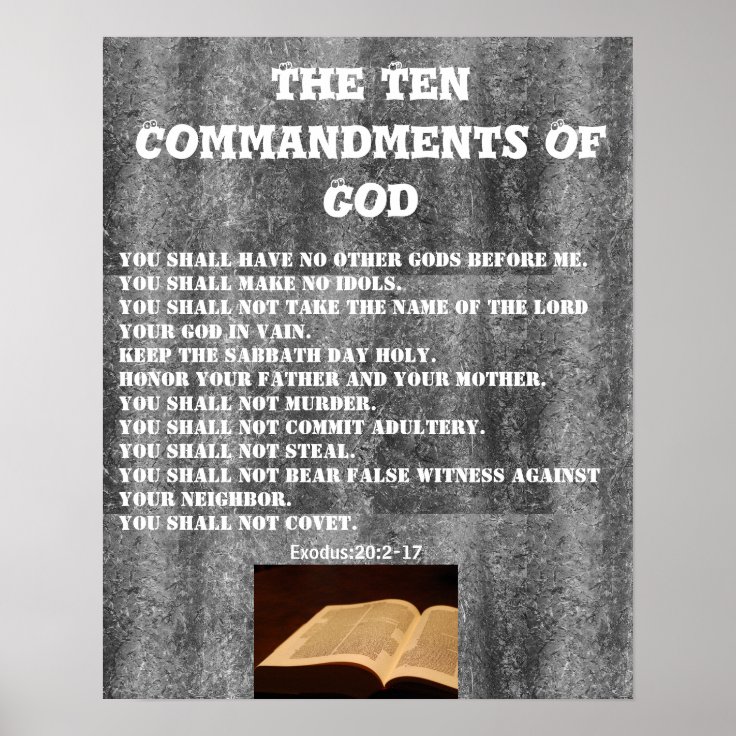 Bible Scripture God 10 Commandments Wall Poster | Zazzle