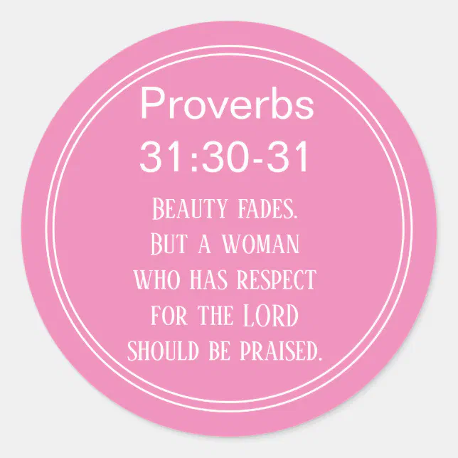 Bible scripture verse proverbs conference pink classic round sticker ...