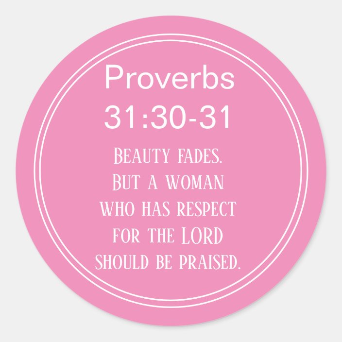 Bible scripture verse proverbs conference pink classic round sticker ...