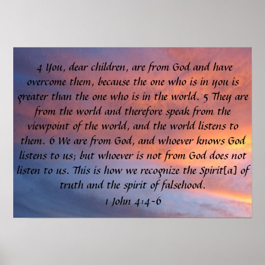 Bible Verse 1 John 4 4 6 Poster Zazzle