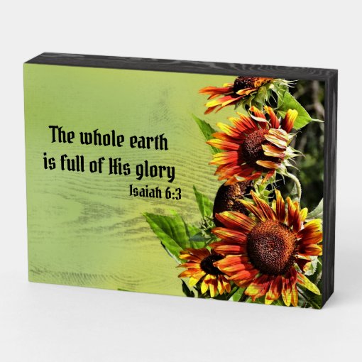 Bible Verse and Photograph of Sunflowers Wooden Box Sign | Zazzle