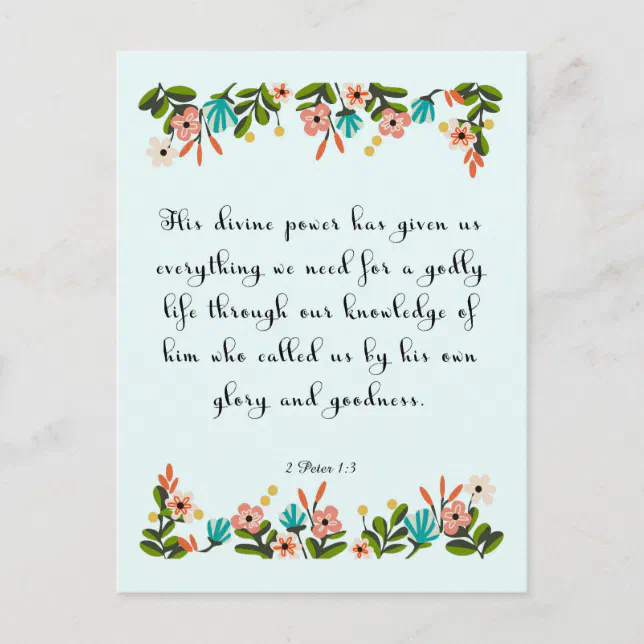 Bible Verse Art - 2 Peter 1:3 Postcard | Zazzle