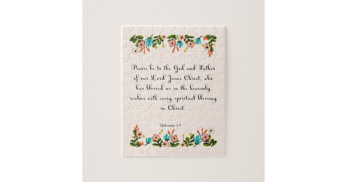 Bible Verse Art - Ephesians 1:3 Jigsaw Puzzle | Zazzle
