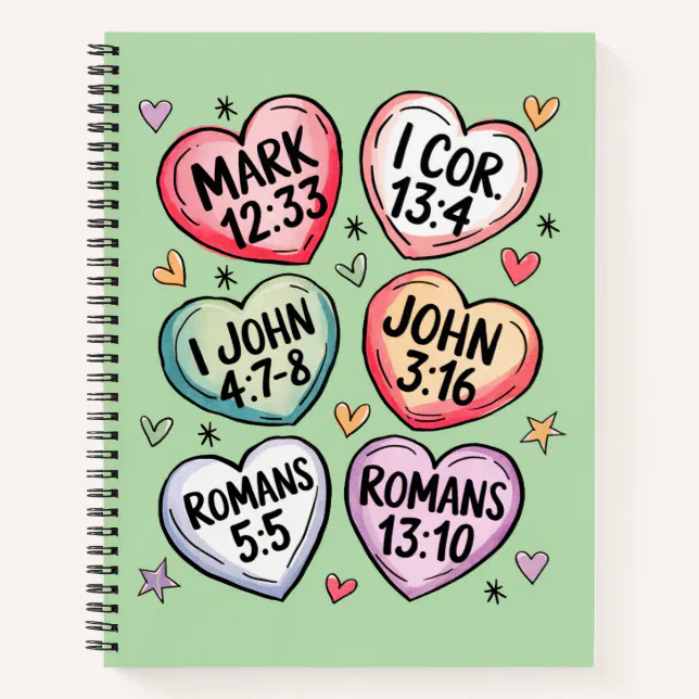Bible Verse Candy Hearts | Christian Valentine Notebook | Zazzle