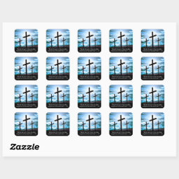 Bible Verse Crosses, Religious Christian Square Sticker | Zazzle