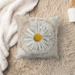 Bible Verse Daisy Flower - Religious - Isaiah 40:8 Throw Pillow | Zazzle
