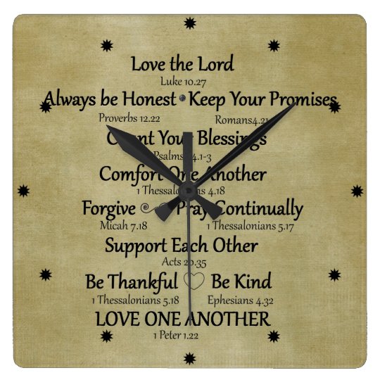 Bible Verse Family Rules Square Wall Clock | Zazzle.com