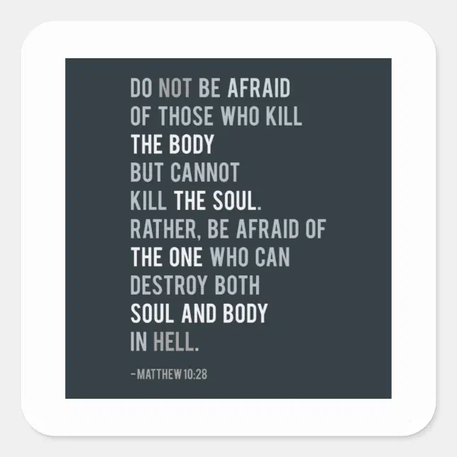 Bible Verse Fear Do not be afraid Typography Square Sticker | Zazzle