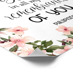 Bible verse Floral Philippians Wall Art Poster | Zazzle