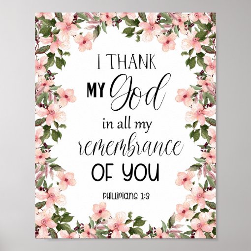 Bible verse Floral Philippians Wall Art Poster | Zazzle