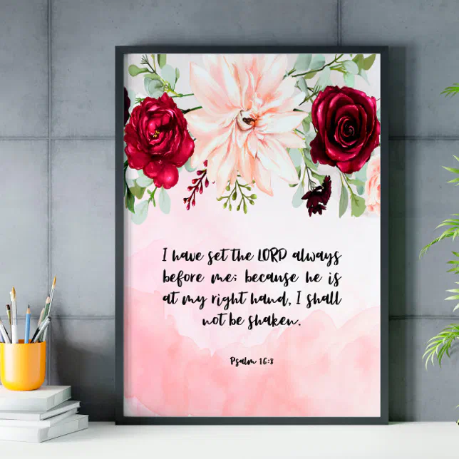 Bible verse floral scripture poster | Zazzle