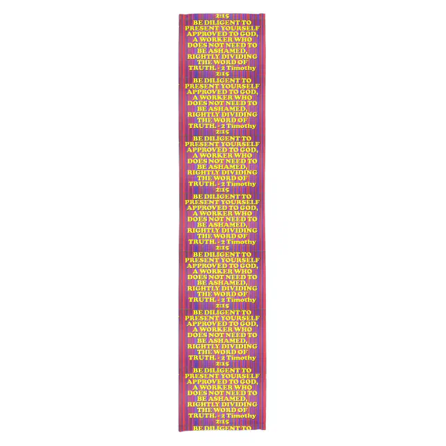Bible verse from 2 Timothy 2:15. Short Table Runner | Zazzle
