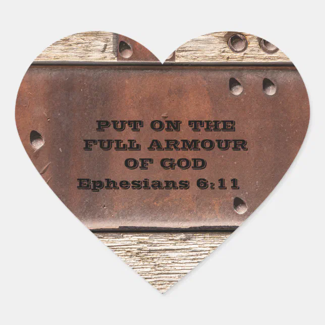 Bible Verse Full Armour of God Ephesians Heart Sticker | Zazzle
