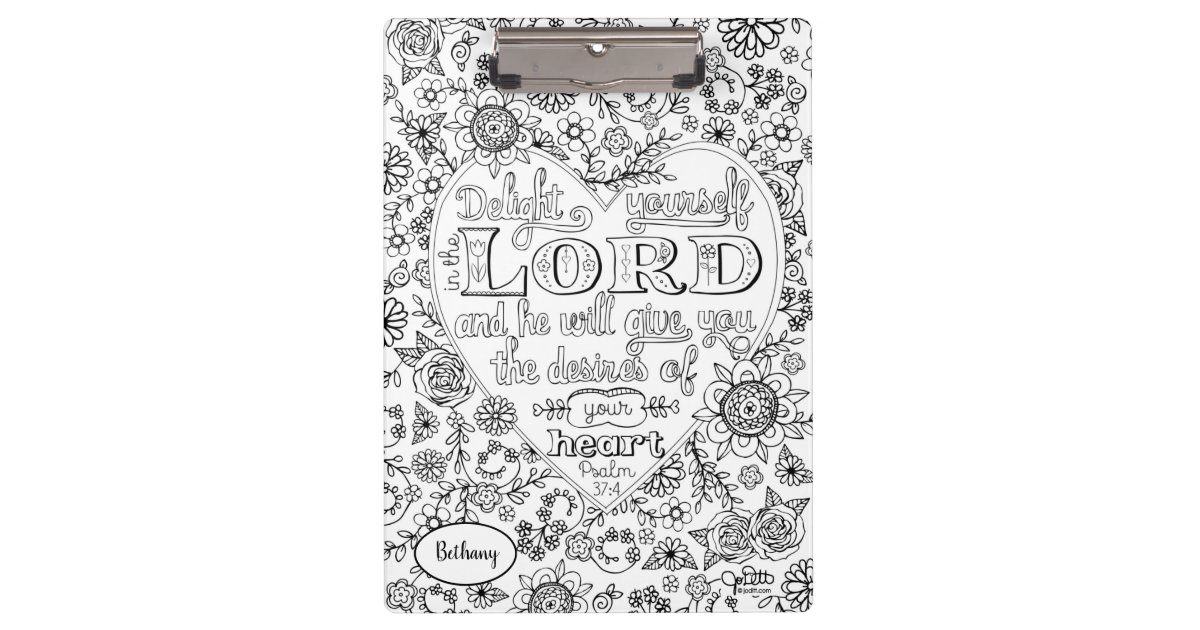 Bible Verse Girly Hand Lettered Scripture Floral Clipboard | Zazzle