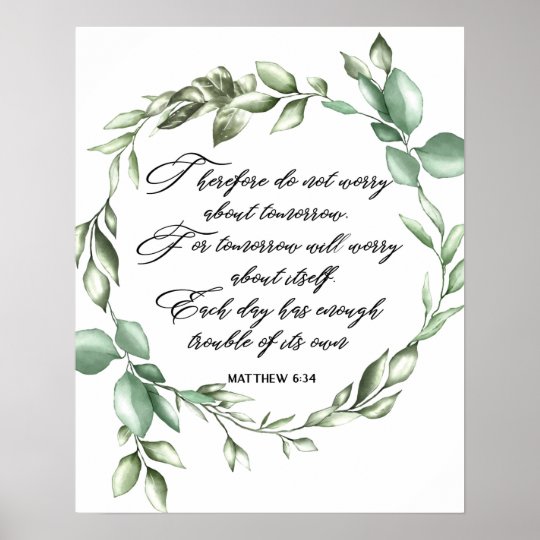 Bible verse green wreath scripture poster | Zazzle.com