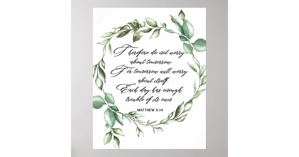 Bible verse green wreath scripture poster | Zazzle.com