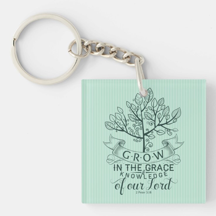 Bible Verse Grow in Grace Key Chain | Zazzle
