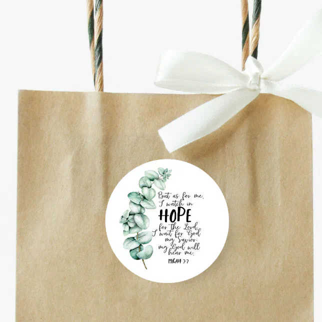 Bible Verse Hope Eucalyptus Round Sticker | Zazzle