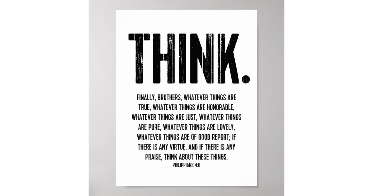 Bible Verse, Inspirational Philippians 4:8 Poster | Zazzle