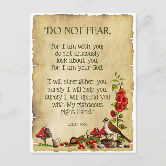 Bible Verse, Isaiah 41:10, Do Not Fear, Nature Art Postcard | Zazzle