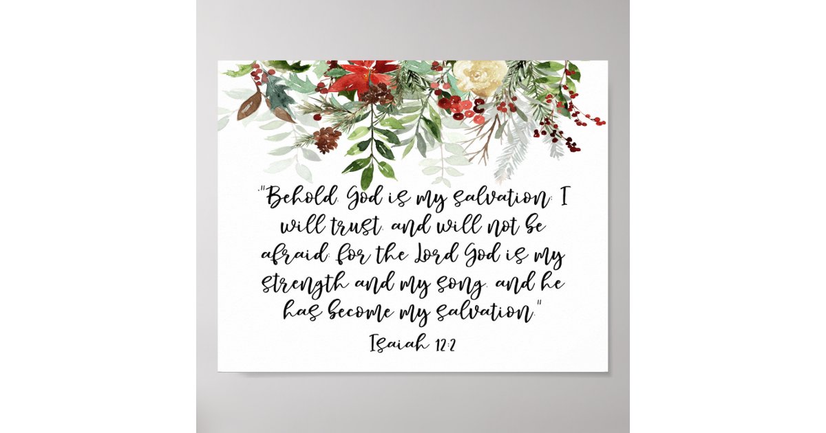 Bible verse Isaiah Winter floral drop Poster | Zazzle