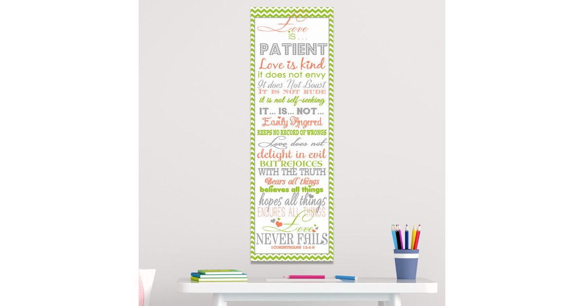 Bible Verse "Love Is" 1Corinthians Poster | Zazzle