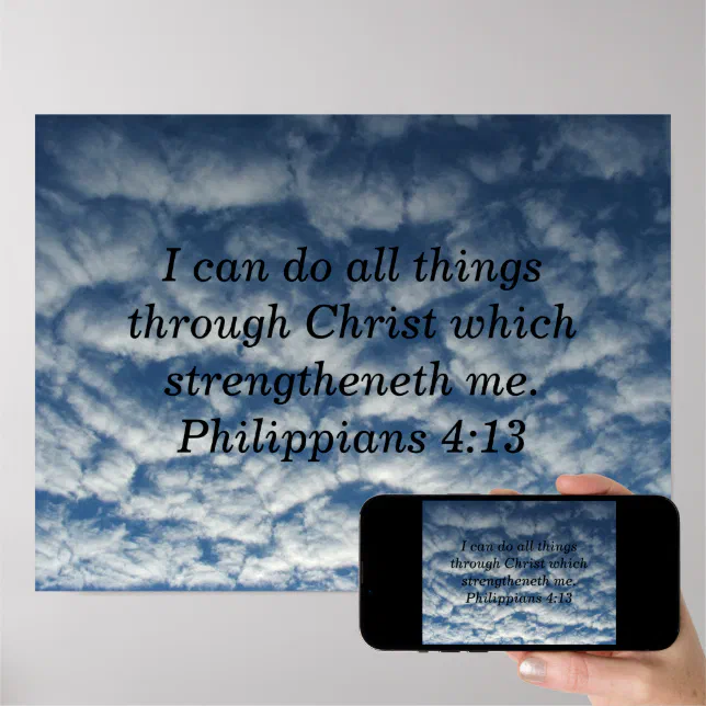 Bible verse philippians 413 poster, cloud poster | Zazzle