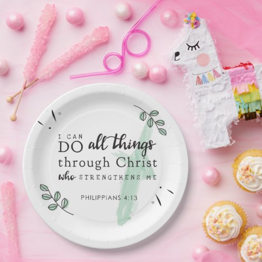 Bible Verse Philippians 4:13 Paper Plates | Zazzle