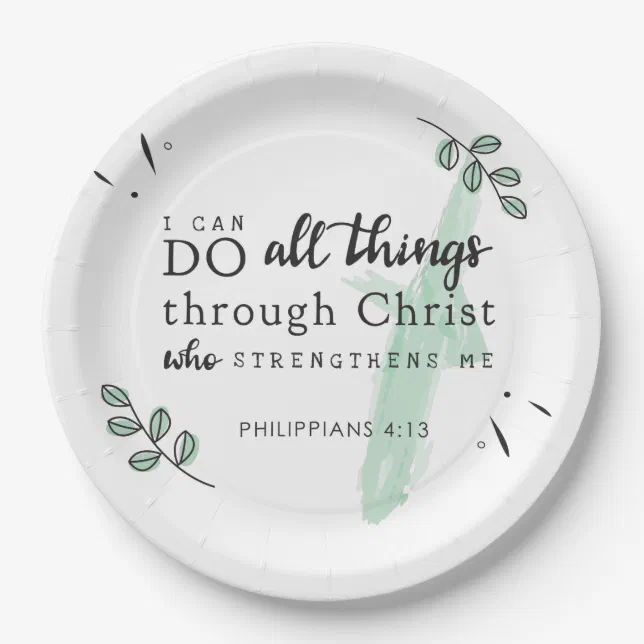 Bible Verse Philippians 4:13 Paper Plates | Zazzle