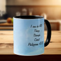 Bible Verse Philippians Blue and Black Typography Mug | Zazzle