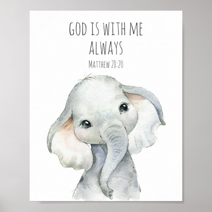 Bible Verse Poster for Kids God is with me always | Zazzle