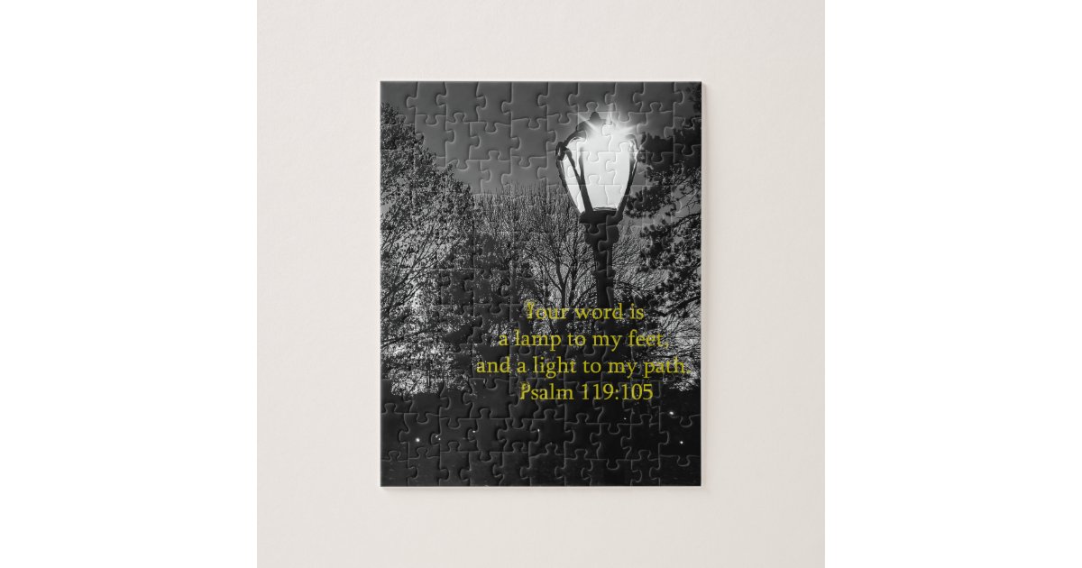 Bible Verse Psalm 119:105 Lamp to my feet... Jigsaw Puzzle | Zazzle