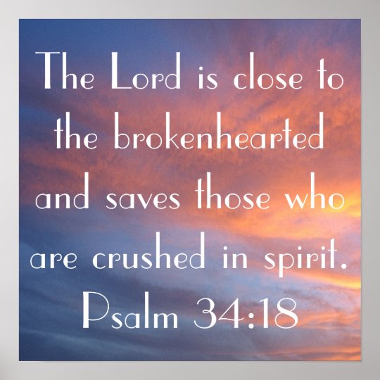 Bible Verse Psalm 34 18 Sunset Poster Zazzle Bible Verse Psalm 34 18 Sunset Poster Zazzle